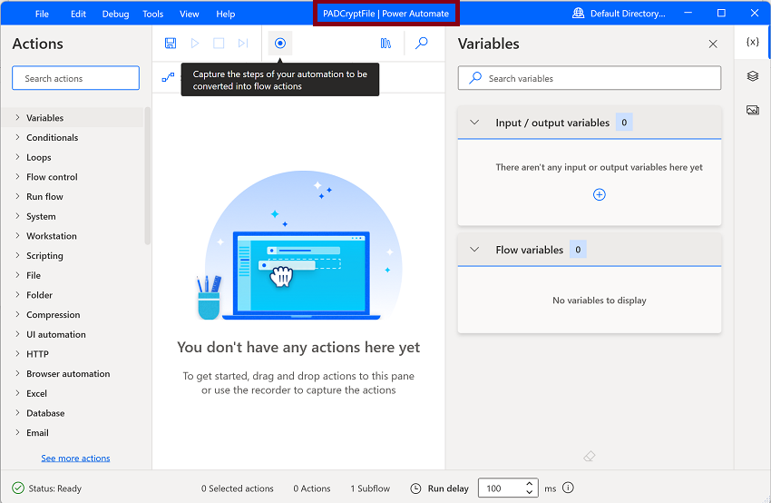 Cryptography Actions With File In Desktop Flow Using Microsoft Power
